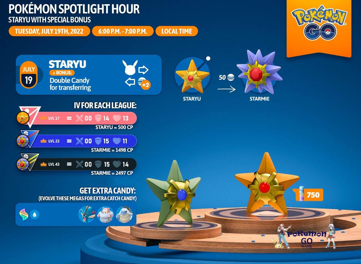 Staryu Spotlight Hour in July 2022 - Pokemon-GO.Name