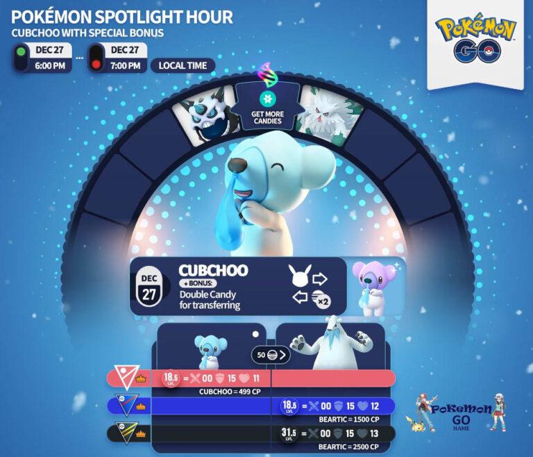 Cubchoo Spotlight Hour в декабре 2022 года - Pokemon-GO.Name