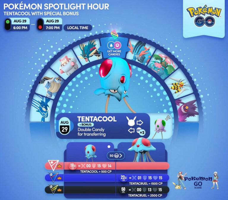 Tentacool Spotlight Hour в августе 2023 года - Pokemon-GO.Name